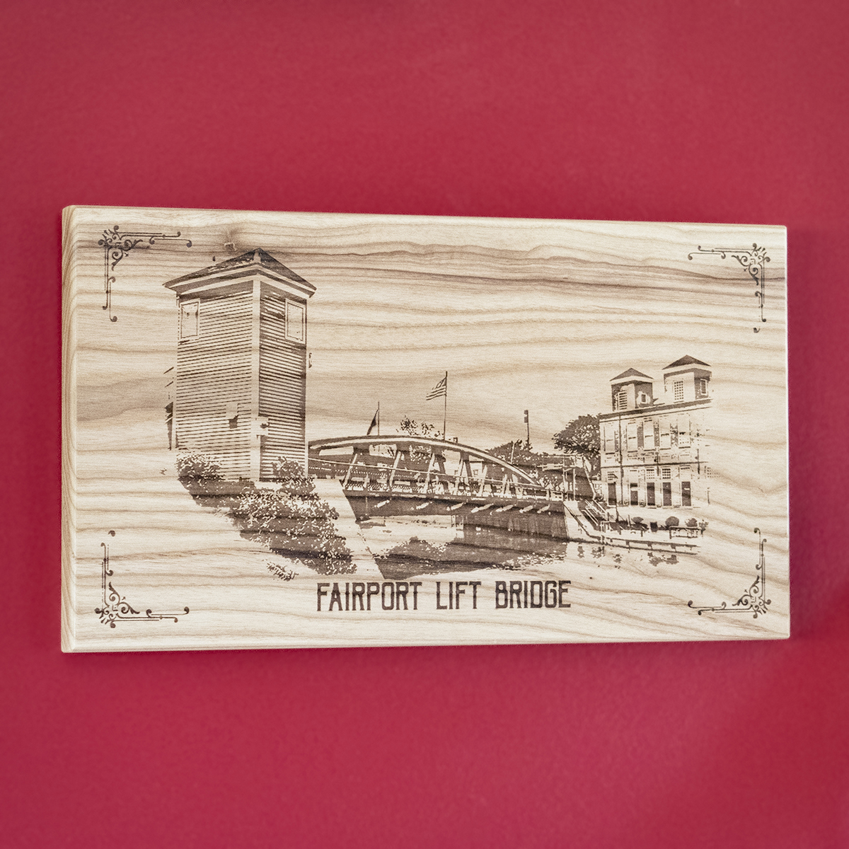 Fairport Lift Bridge Engraved Wood Art